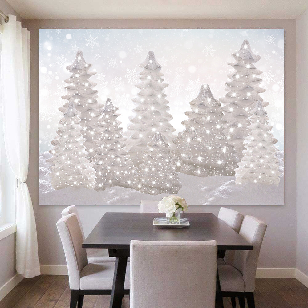 White Christmas Tree Background Christmas Theme Party Decoration ...