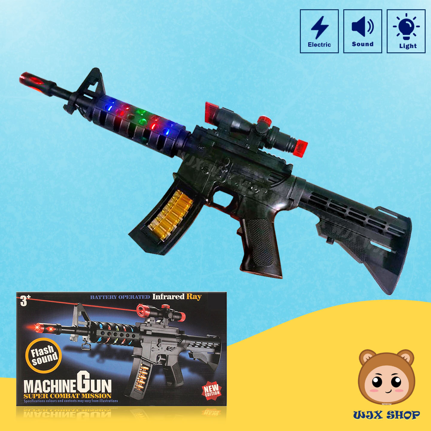 WJX Children Electric Combat Machine Gun Shooting Toy With Sound and ...