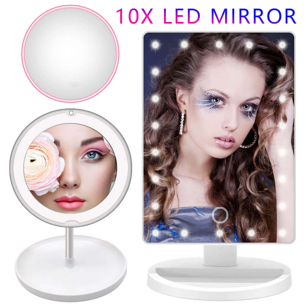 LED Light Makeup Mirror Lamp 10X Magnifier Battery Vanity Magnifying ...