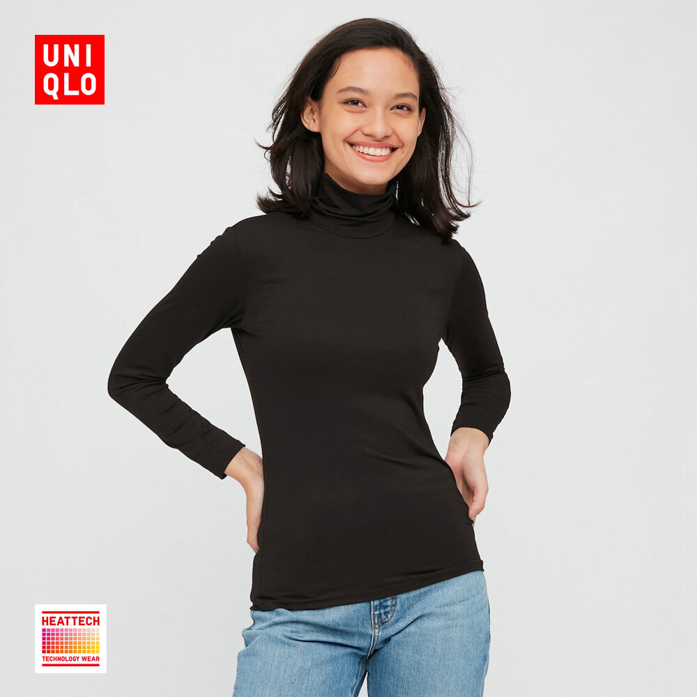 UNIQLO ผู้หญิง Healtech สองปกเสื้อยืด (แขนยาว) (ชุดชั้นในที่อบอุ่น) 428495 UNIQLO ...