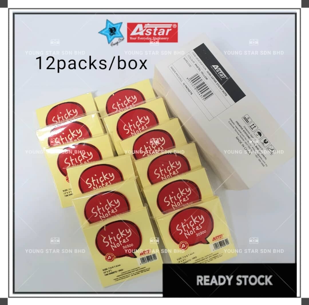 Astar Sticky Note 76mmX76mm (3"x3") 100sheets/Pad ( 12 pad ) | Lazada