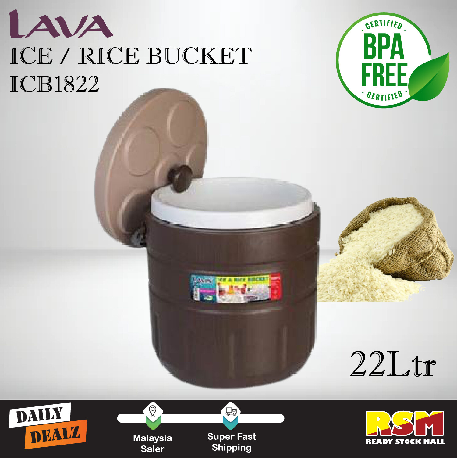 LAVA Ice & Rice Bucket Cooler Box Container / Baldi Ais & Nasi | Lazada