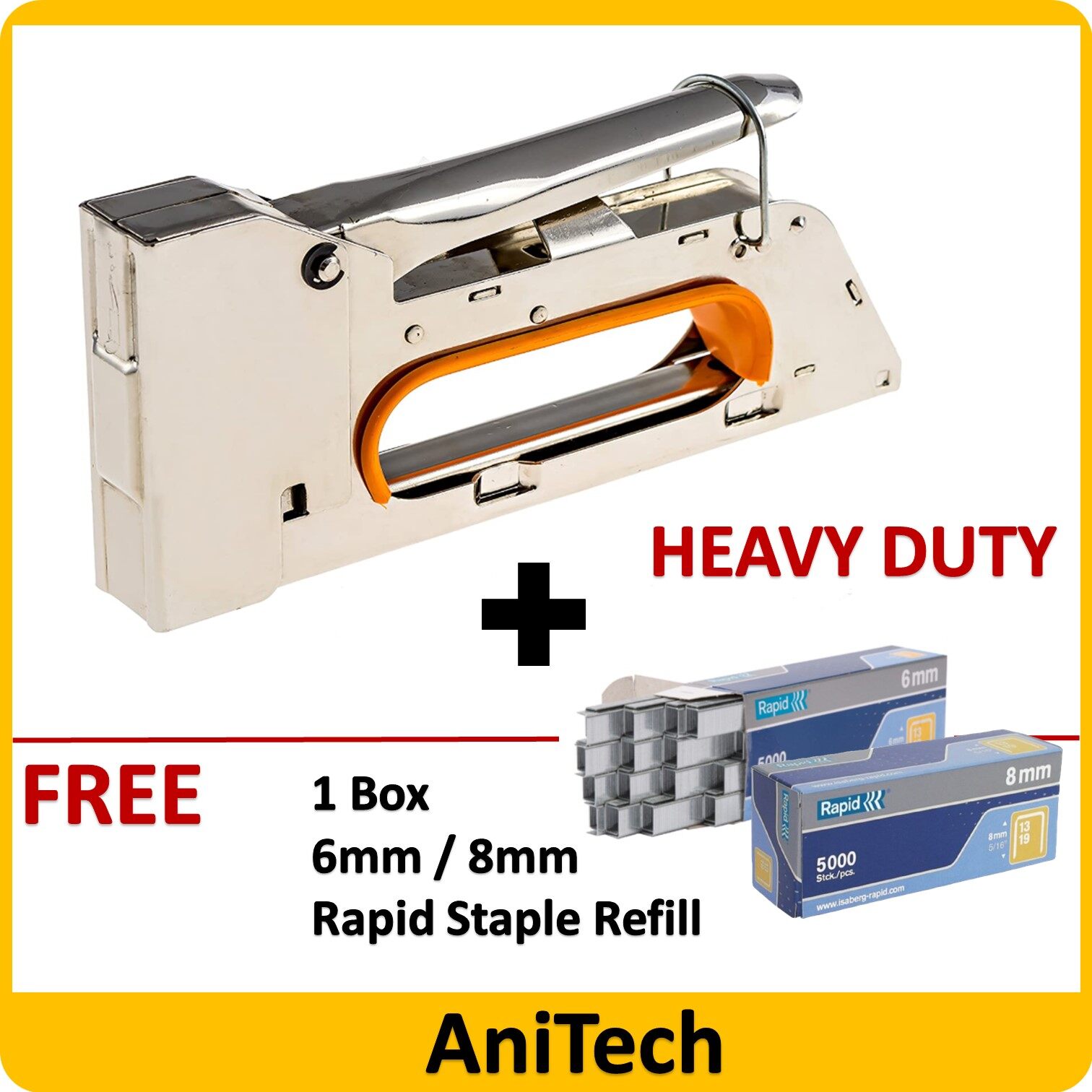 6MM / 8MM Heavy Duty Hand Stapler Nail Tacker Gun For Fastening ...