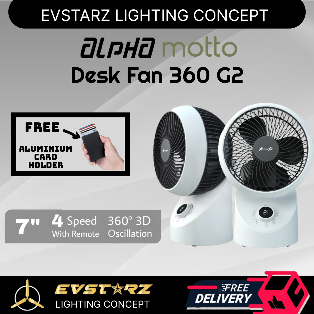 ALPHA MOTTO Desk Fan G2 360 7 inches 4 Speeds Remote Control | Lazada