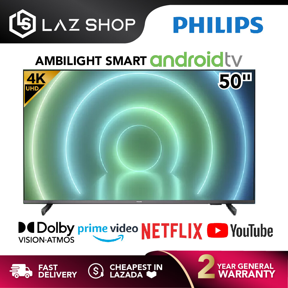Philips 50 Inch 3-Sided Ambilight 4K UHD Android TV 50PUT7906 | Netflix ...