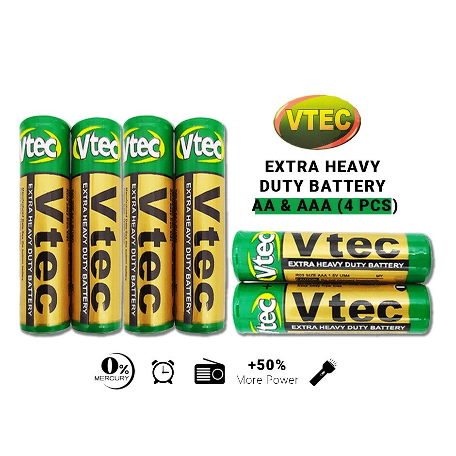 Original VTEC Heavy Duty AA Dry Battery | Lazada