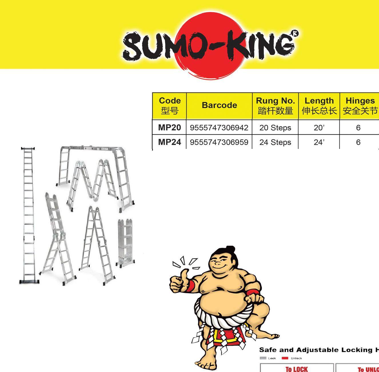 CREAZY DEAL~SUMO-KING Heavy Duty Multi Purpose Ladder (20 OR 24 STEP ...