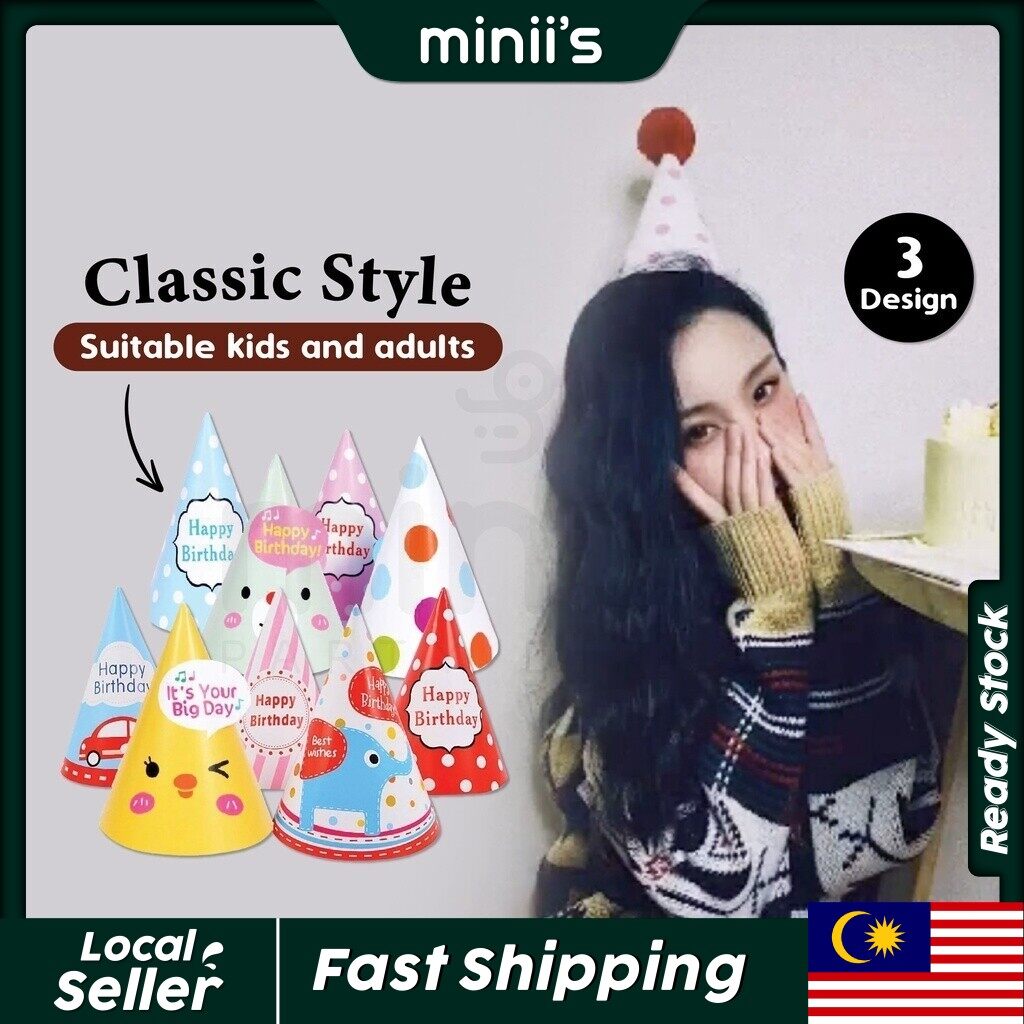 Miniis Party Hat Set Happy Birthday Party Paper Cone Hat Birthday Paper ...