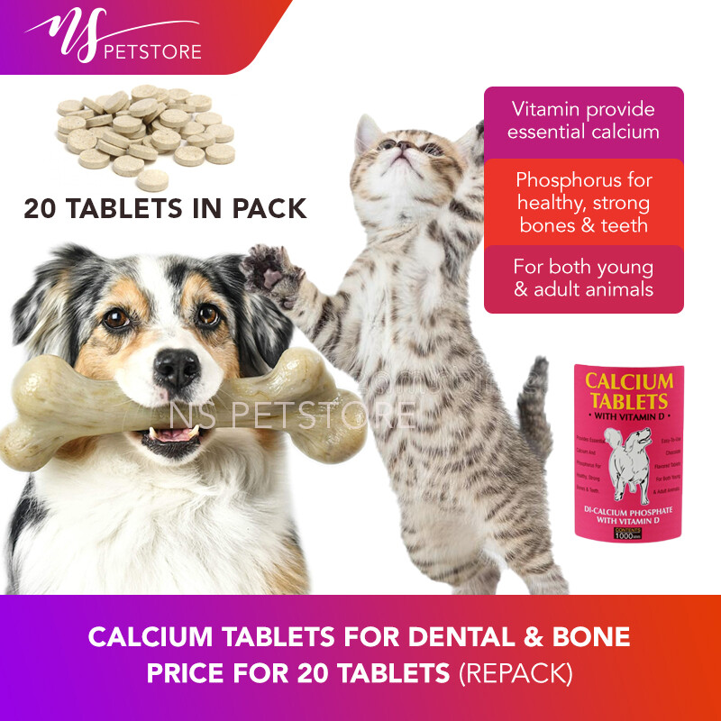 Calcium + Vitamin D Tablets for Dogs & Cats Tablet Kalsium Untuk Tulang ...