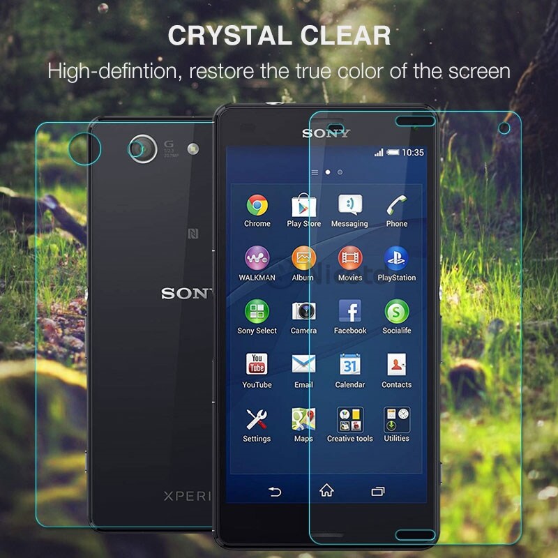 2ชิ้น/ล็อตฟิล์มกระจกนิรภัยด้านหน้าด้านหลังสำหรับ Sony Xperia Z3 Mini Z3 ...