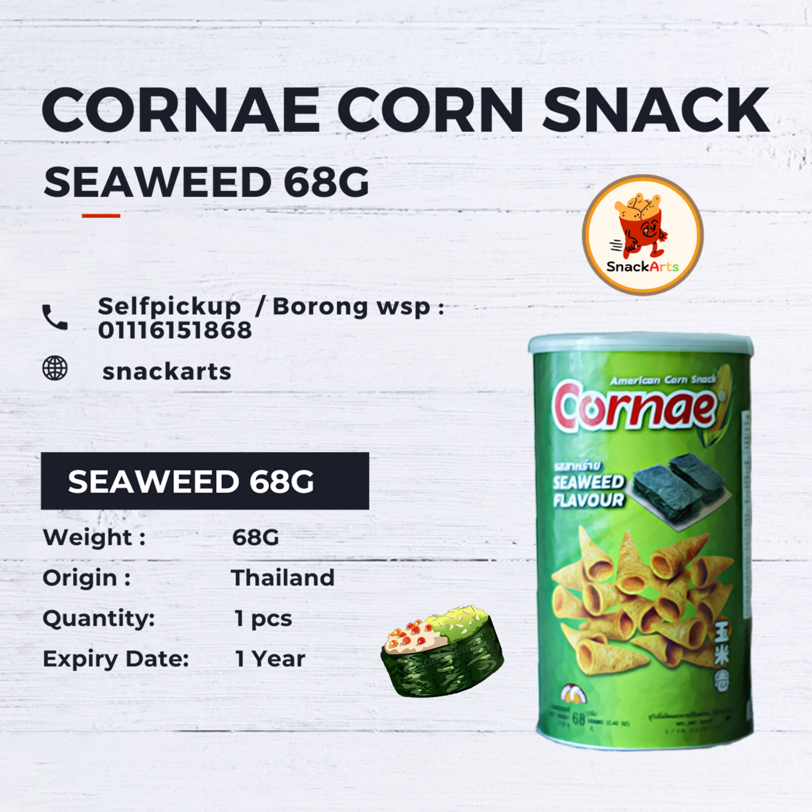 Cornae Corn Snacks 68g Thai Snack | Lazada