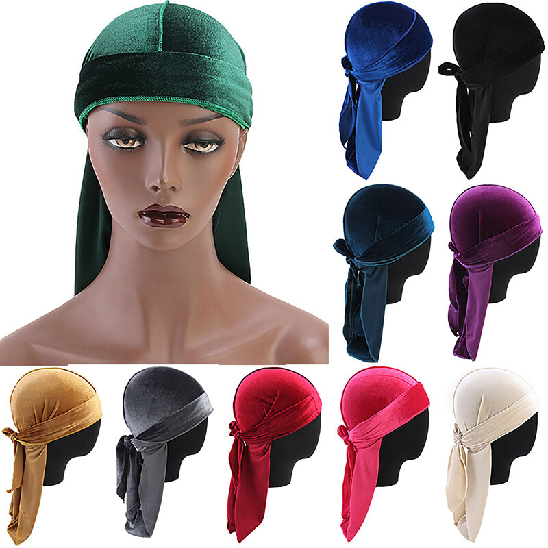 HHH Men Women Velvet Durag Turban Cap Chemo Bandana Hats Pirate ...