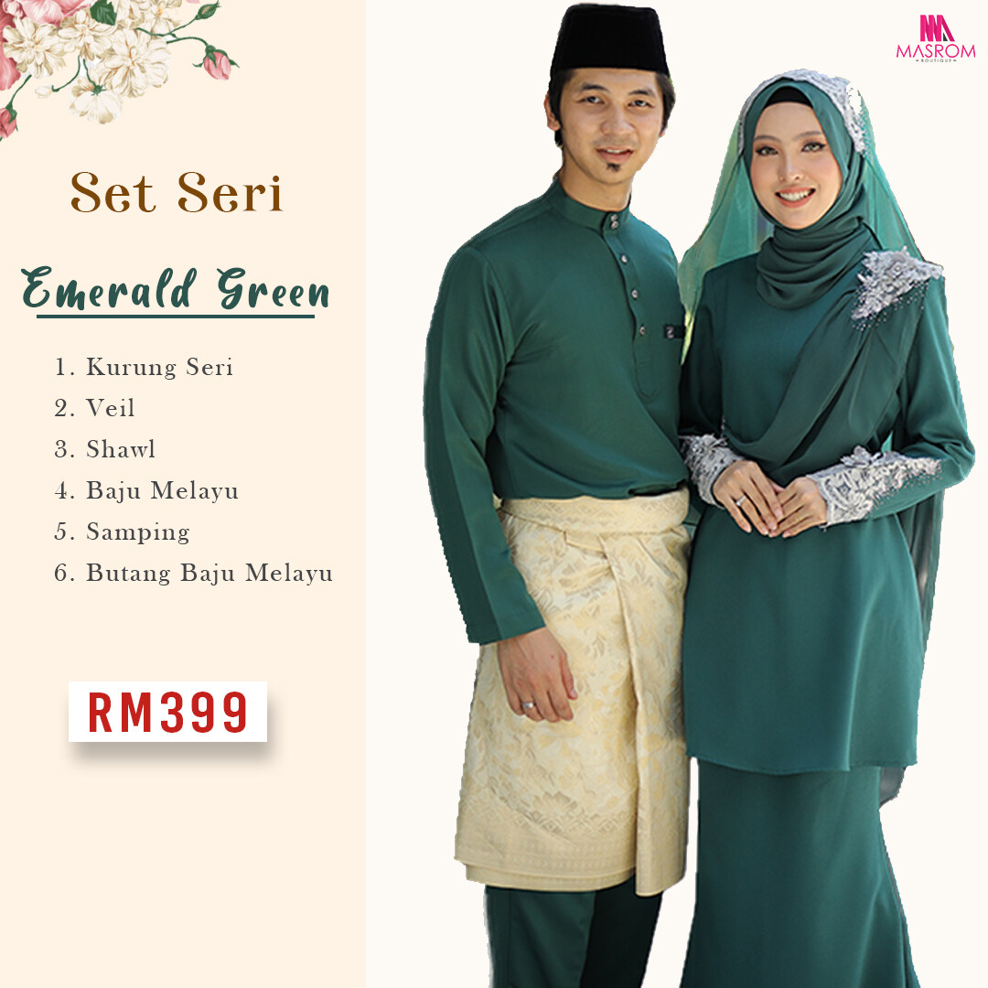 [EMERALD GREEN] PAKEJ 6 ITEM SET NIKAH SERI/Baju Kurung Nikah/Full Set Nikah/Baju Nikah/Baju ...