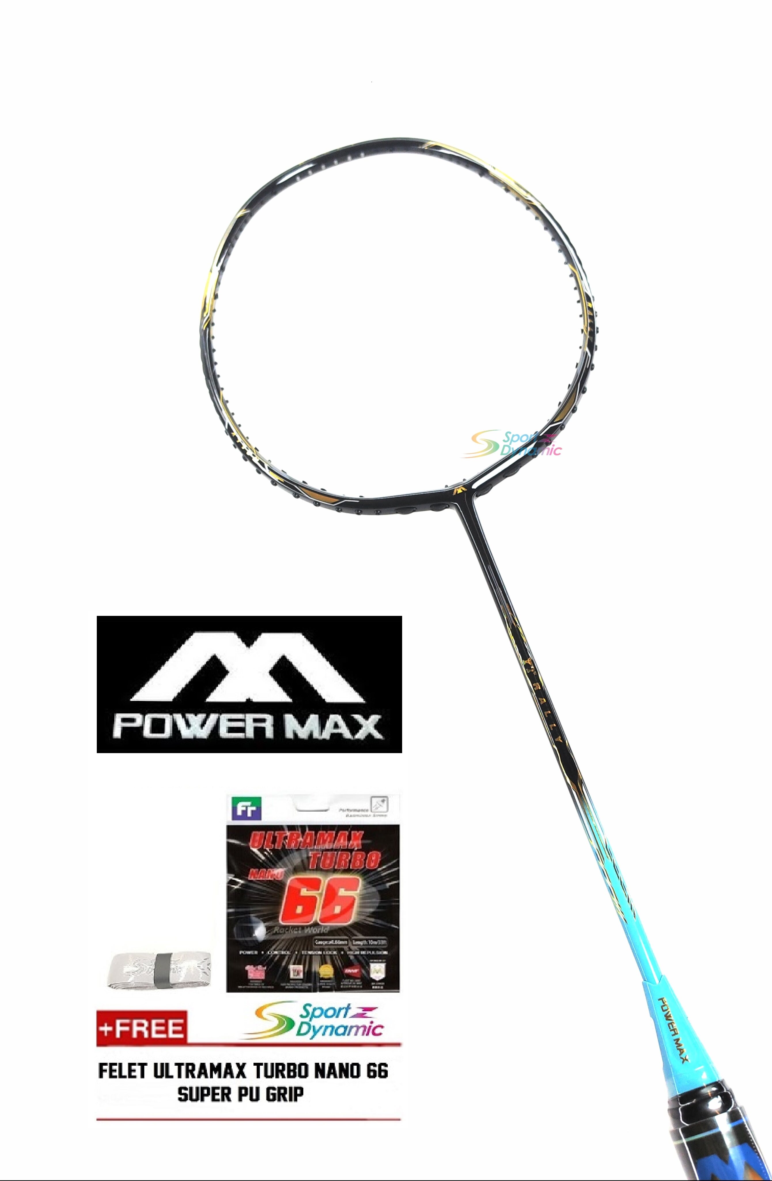 POWER MAX YT RALLY BADMINTON RACKET (FREE ORIGINAL FELET ULTRAMAX TURBO ...
