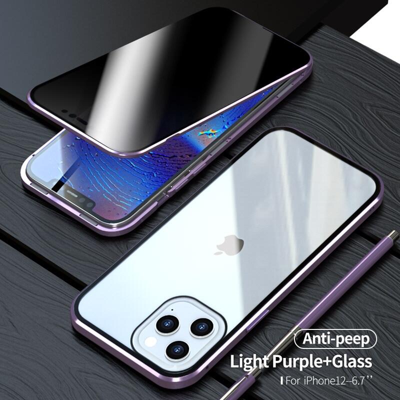 ความเป็นส่วนตัวAnti-Spyโลหะแม่เหล็กกระจกเทมเปอร์เคสโทรศัพท์สำหรับiPhone ...