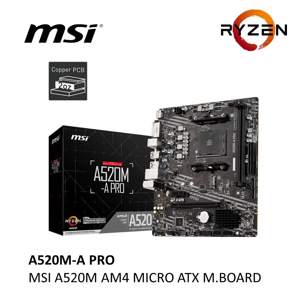 MSI A520M-A PRO AM4 MICRO ATX MOTHERBOARD | Lazada