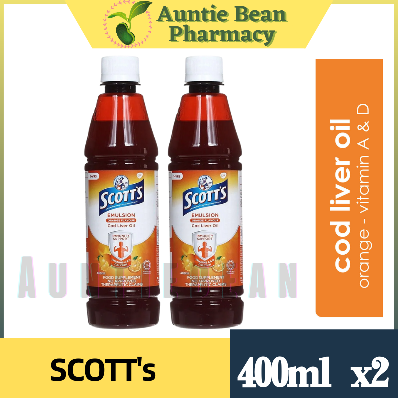 Scott's Emulsion Cod Liver Oil Extra - ORANGE ----- 400ml X 2 BOTTLE ...
