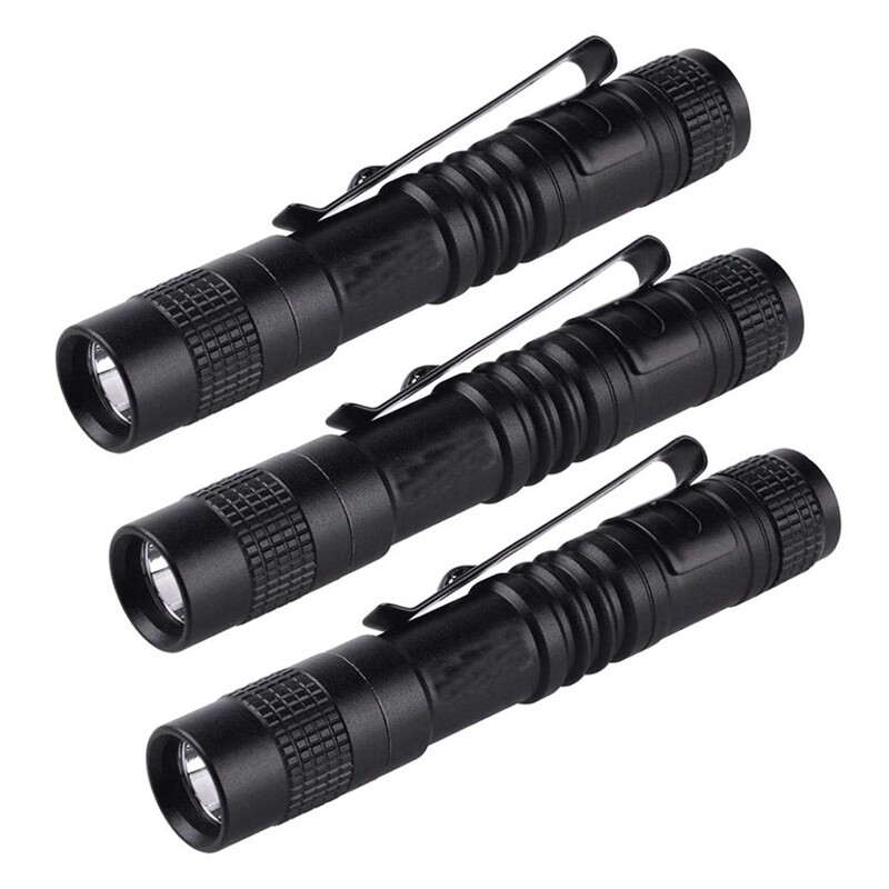 3X Flashlight Pen Torch Super Small Mini AAA XPE-R3 LED Lamp Belt Clip ...