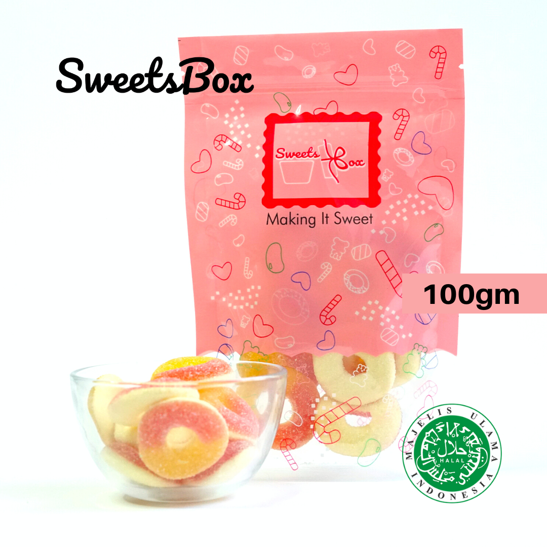 Haribo Peach Rings Halal Gummy Candy - 100g Repacked / Snack Tidbits ...