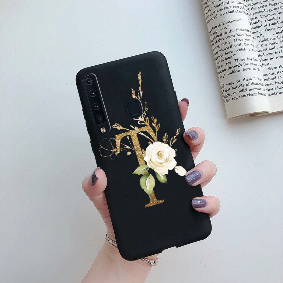 สำหรับ Samsung Galaxy A9 2018สีดำ Matte ตัวอักษรน่ารักโทรศัพท์ TPU แบบน ...