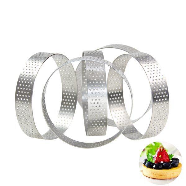 Circular Stainless Steel Porous Tart Ring Bottom Tower Pie Cake Mould ...