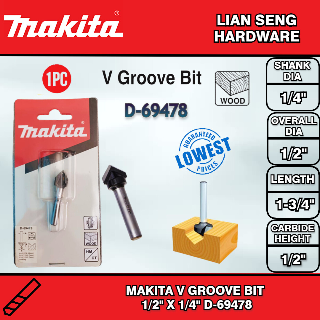 MAKITA V GROOVE BIT 1/2" X 1/4'' D-69478 | Lazada