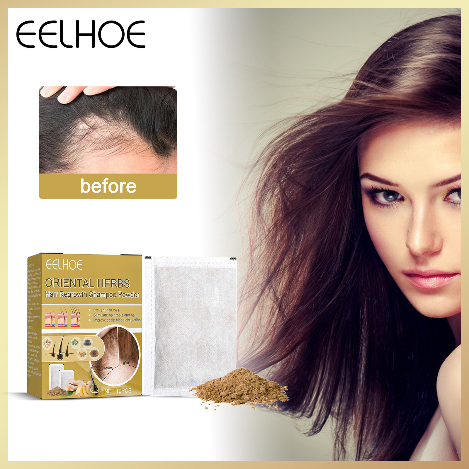Eelhoe Hair Regrowth Shampoo Powder Ginger Strong Anti-Hair Loss ...
