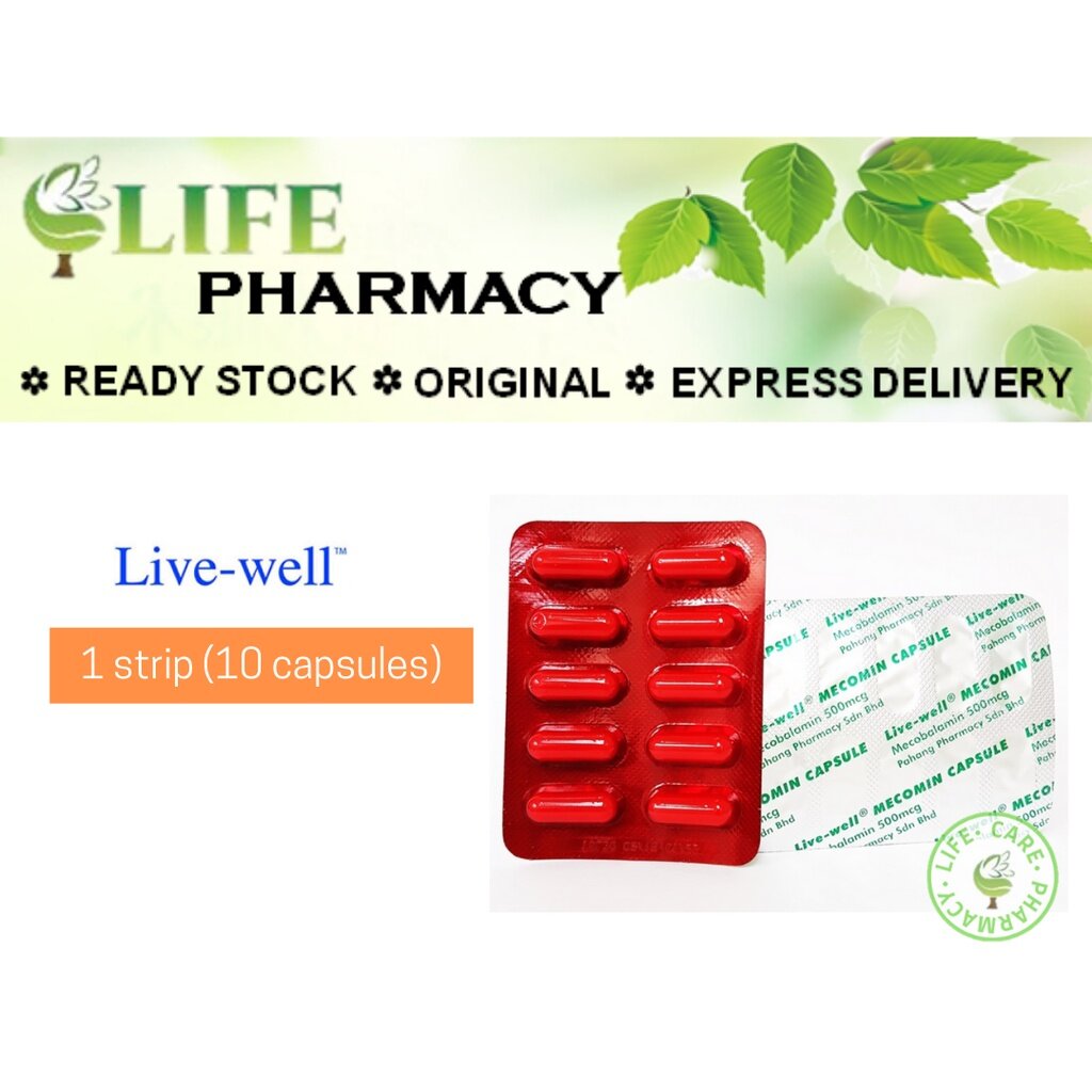Live Well Mecomin 500mcg 1 strip (10 capsules) { Expiry:2024 } Vitamin ...