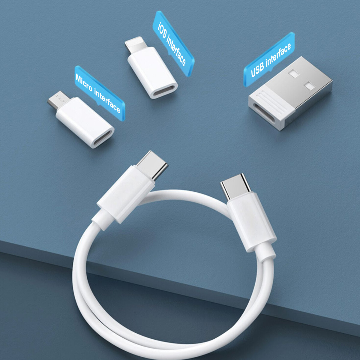 FONKEN 5 In 1 USB C To USB C Cable Portable Data Cable Storage Box PD 60W Fast Charging Data ...