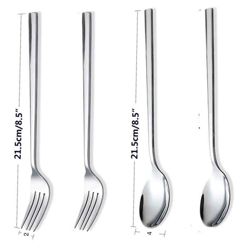 6pcs 8.5 Korean Dinner Forks Long Handle Steak Table Spoon Stainless ...