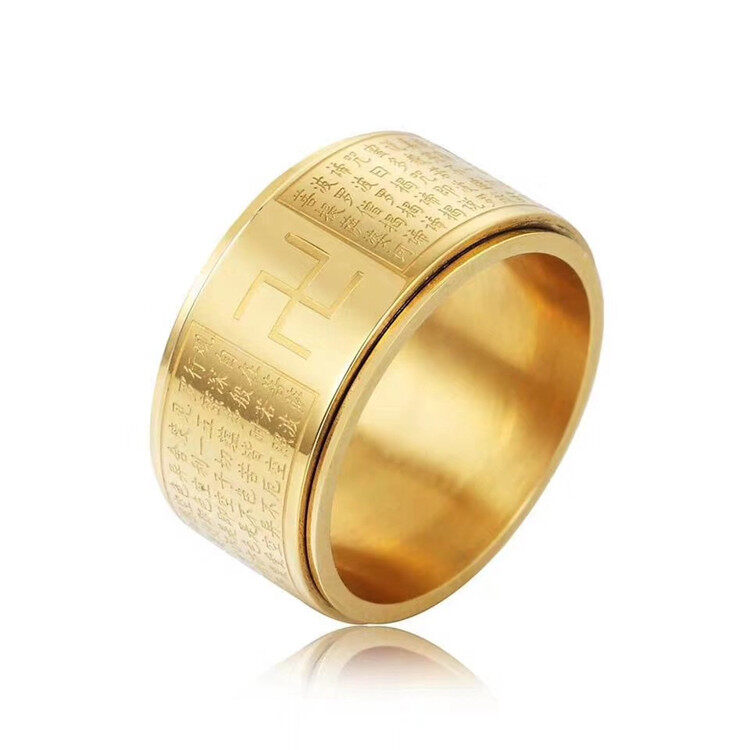 HP-Great Compassion Mantra Heart Sutra Ring Rotating Titanium Steel ...