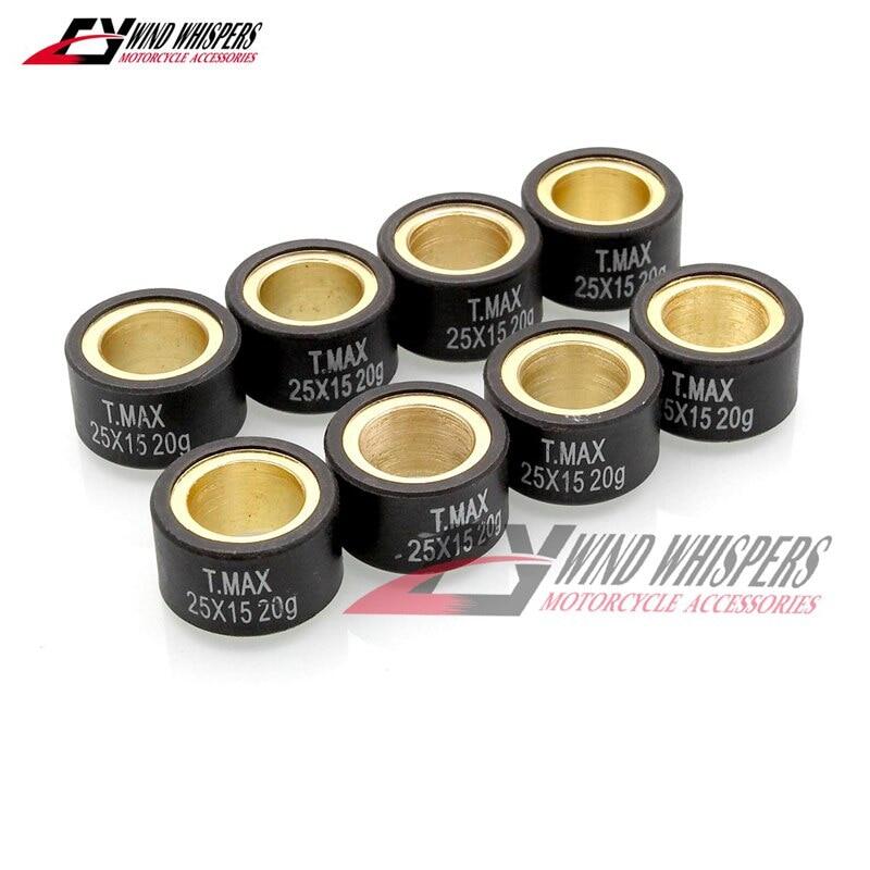 25X15 20G 8ชิ้นรถจักรยานยนต์ Variator น้ำหนักลูกกลิ้งคลัทช์รอก ...