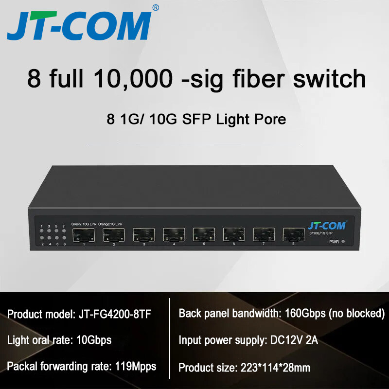 JT-COM JT-COM 8 10-gigabit SFP+ ports L3 Managed Network Switch With ...