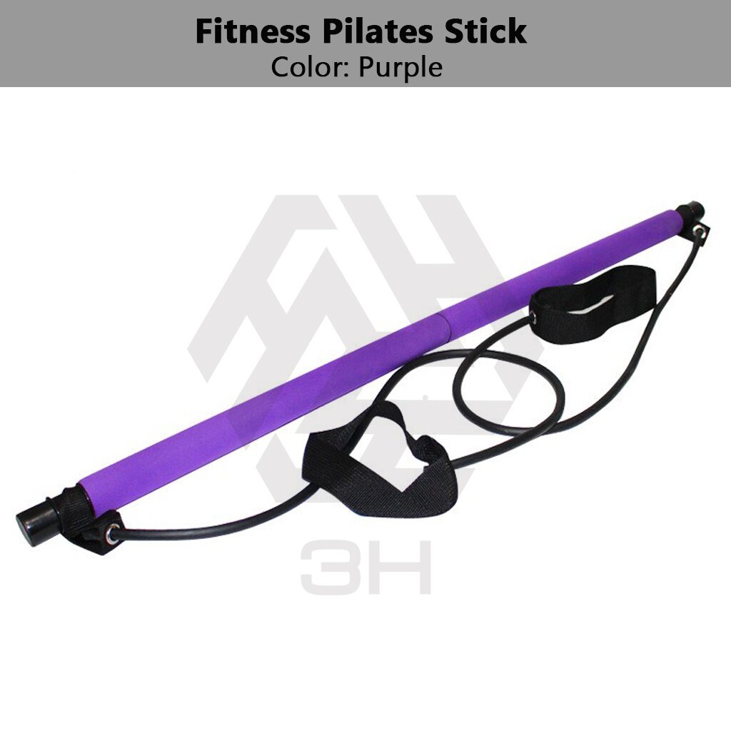 3H Pilates Bar Yoga Squat Resistance Pull Rope Pole Bar Kit Gym Workout ...