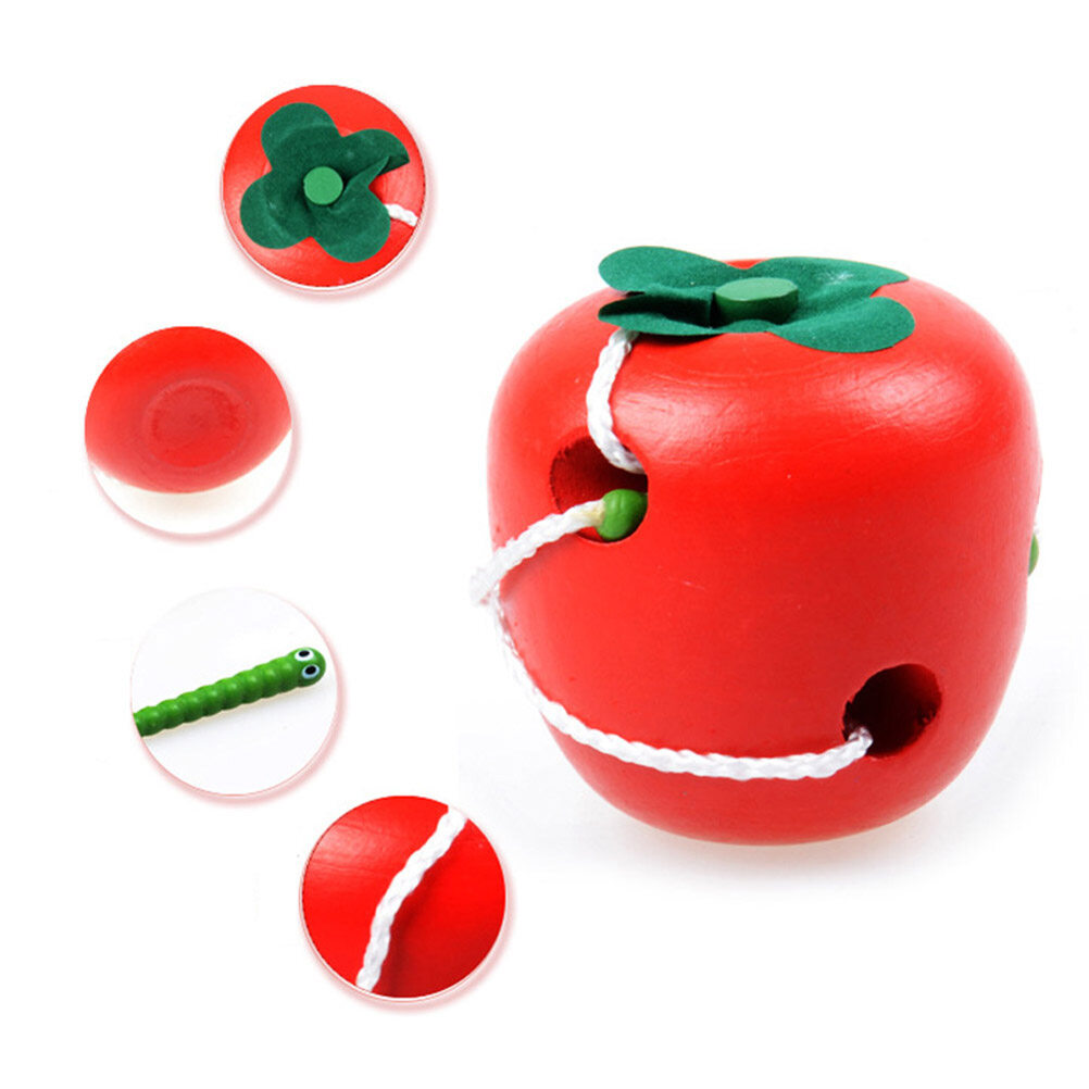 Caterpillar Eat Fruit Threading Toy Fruit Lacing Threading Wooden ...