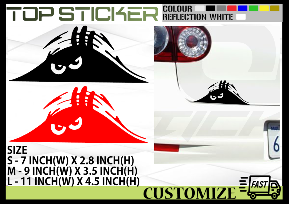 FUNNY PEEKING MONSTER CAR STICKERS KERETA STICKER | Lazada