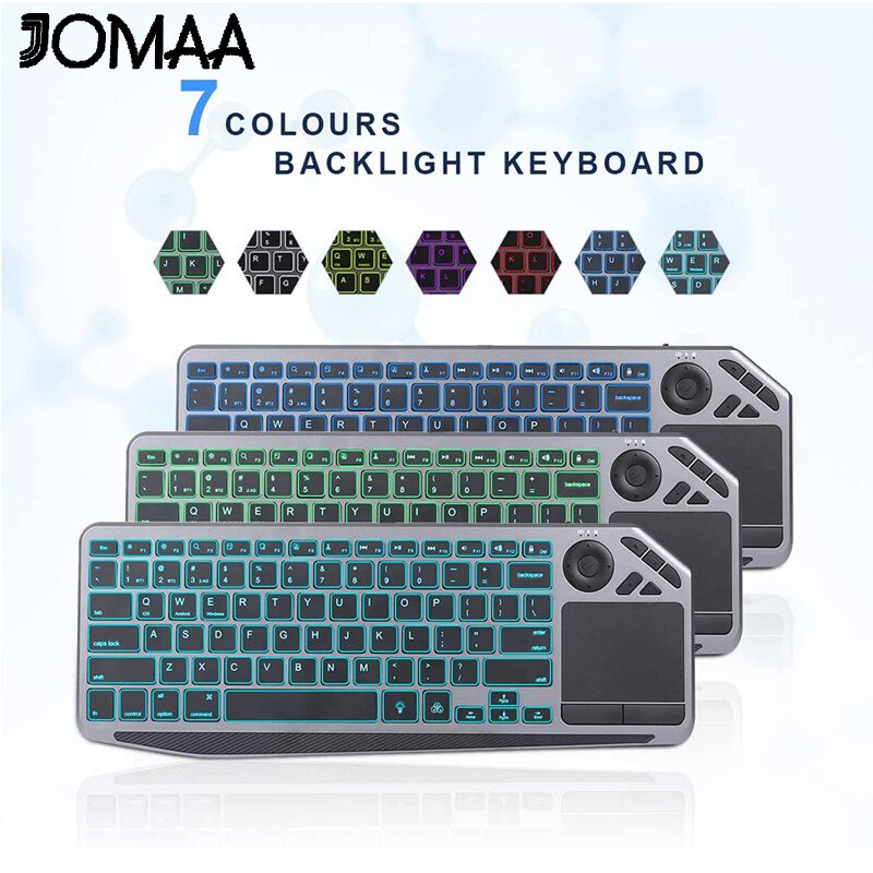 Jomaa 7 Colors Backlit Bluetooth Keyboard Rechargeable Keyboard 2 4g Wireless Tv Keyboard With