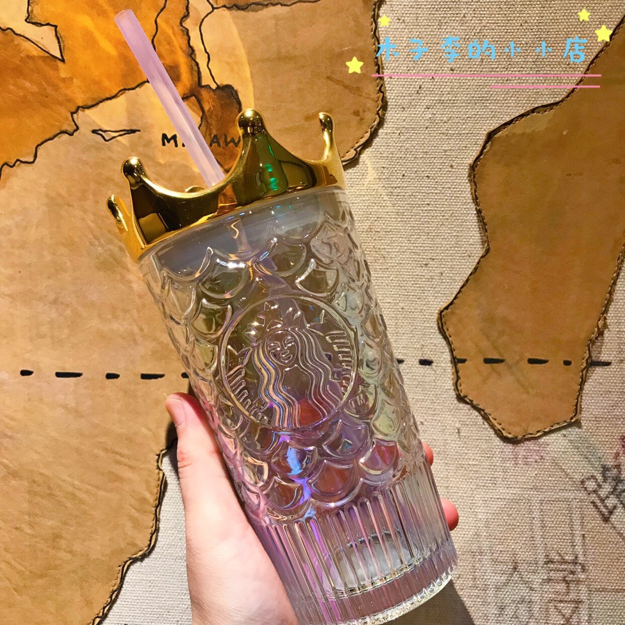Starbuck 2022ครบรอบเทพธิดาโลโก้สเตอริโอ Magic Fish Scale Crown ถ้วยแก้ว ...