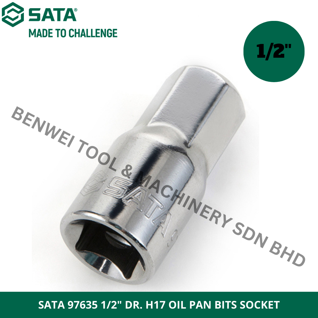 SATA 97635 1/2" DR. H17 OIL PAN BITS SOCKET / 17MM BITS SOCKET BOX ...