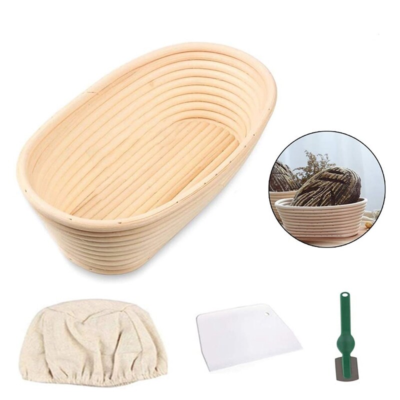 10 in Oval Bread Proofing Basket with Cloth Liner,Scraper,Bread Cutter ...