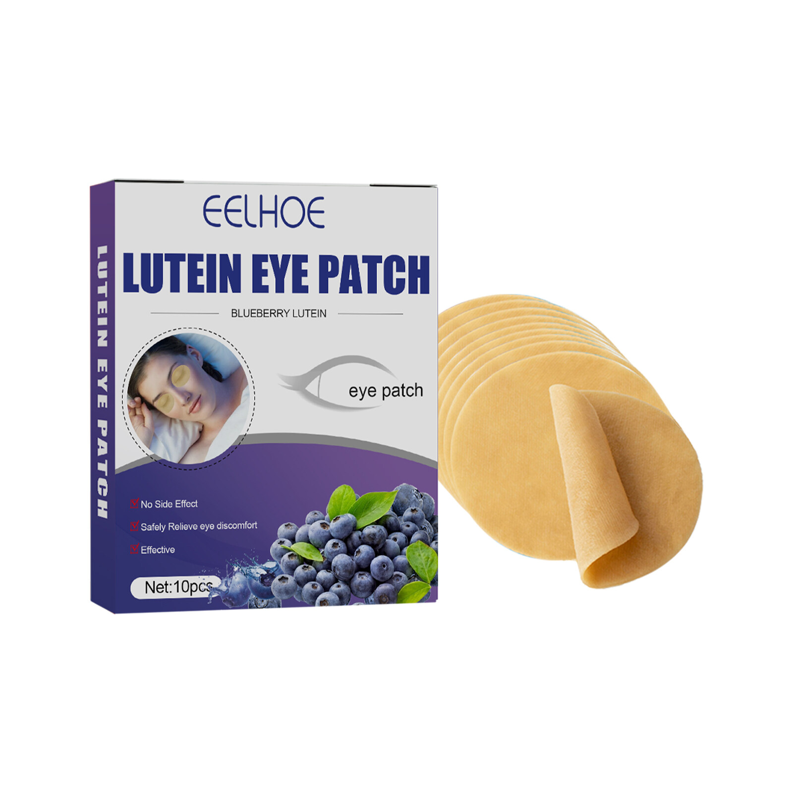 Eelhoe บลูเบอร์รี่ Lutein Eye Patch ไม่ระคายเคืองบรรเทา Eye Fatigue Removal ไม่สบาย Sleep Eye ...