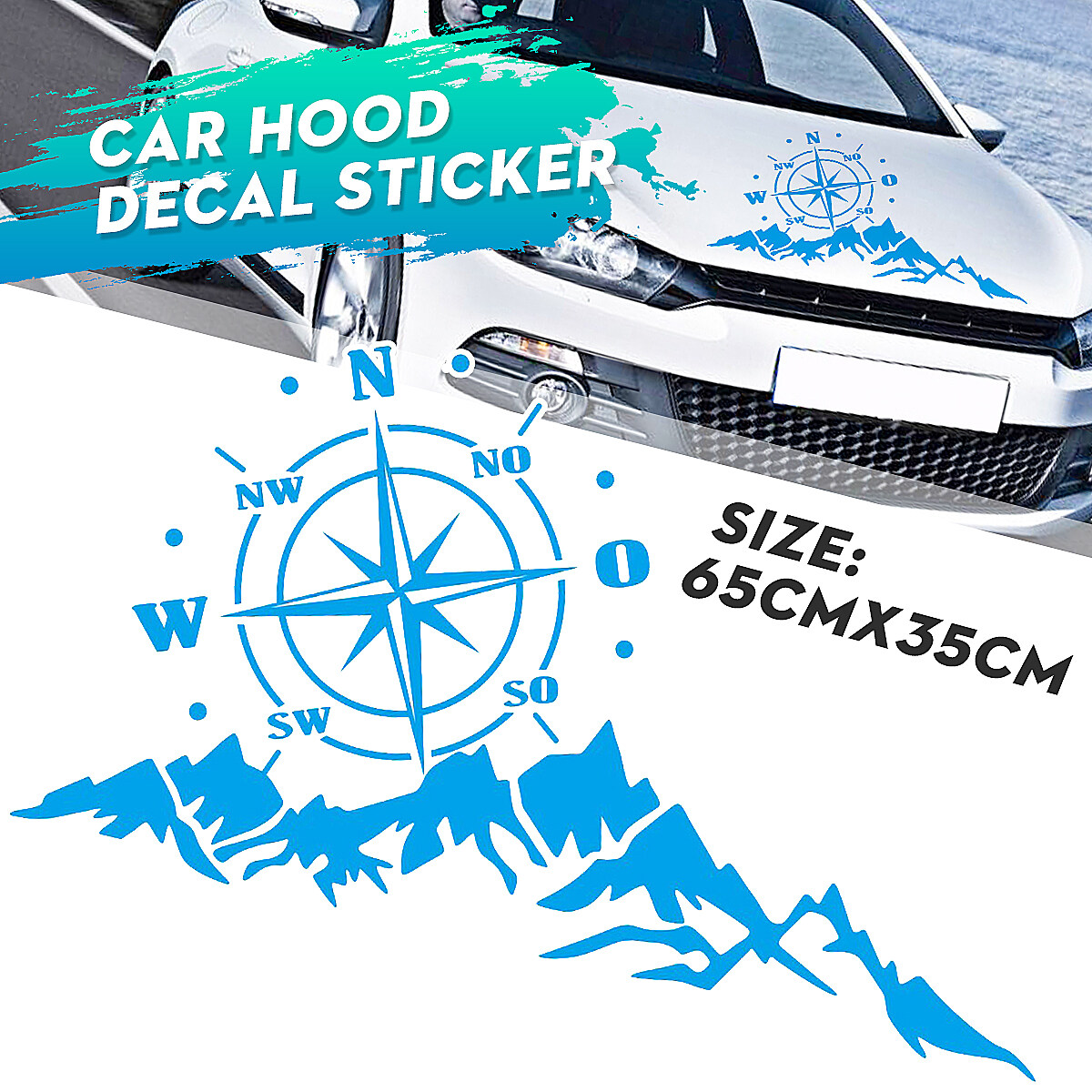 For Camper Vinyl Decal Sticker Large Compass with Mountains Navigation ...