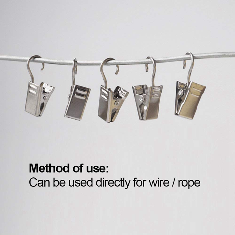 50 PCS Stainless Steel Curtain Clips with Hook for Curtain Photos Home ...
