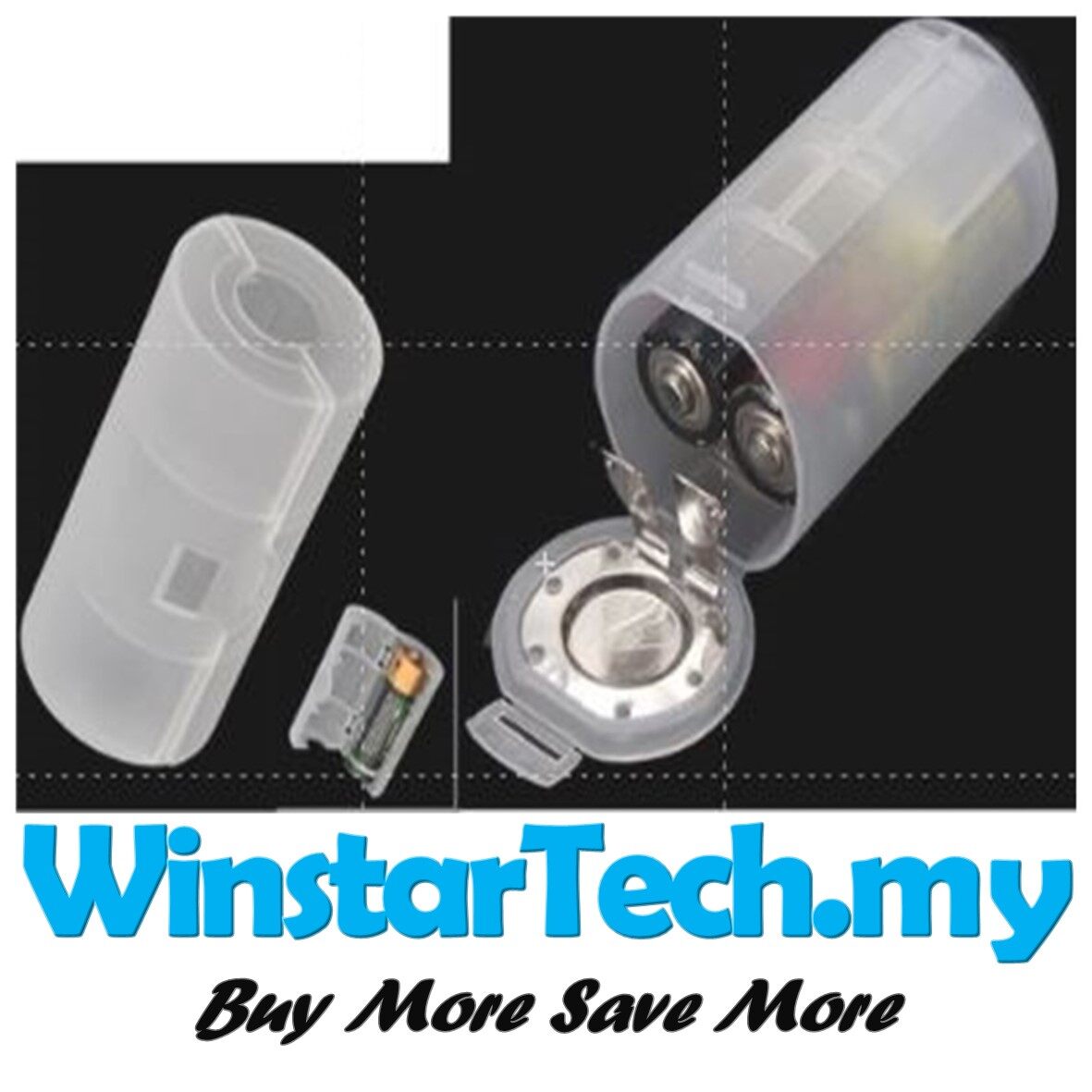 Battery 2A 2*AA Dual AA To D Size Adapter Converter Holder Switcher ...