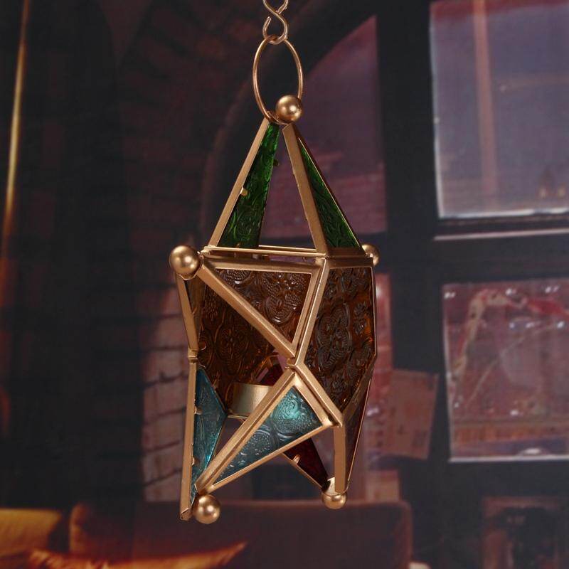 Multicolour Glass Star Votive Tea Light Candle Holder Hanging Lighting ...
