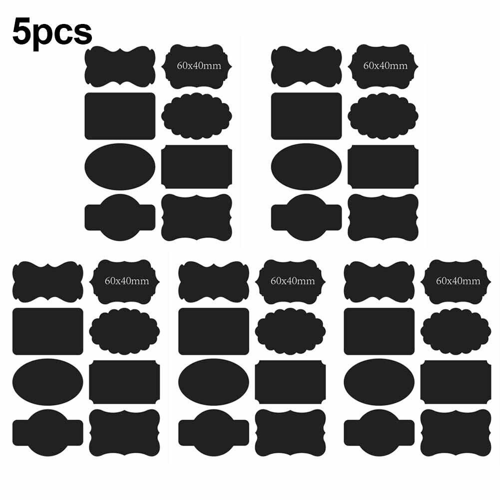 40*Chalk Labels With Pen Set Blackboard Black PVC Label Pantry Jar ...