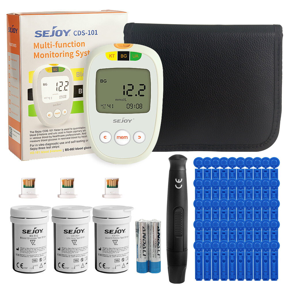 Sejoy CDS-101 Meter 3 IN 1 Multifunction Blood Glucose β-Ketone and ...