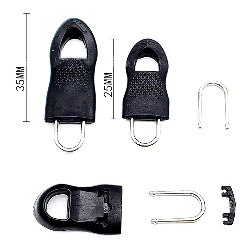 20Pcs Metal Zipper Pull Tags Zip Fixer for Clothes Black Zipper Puller ...