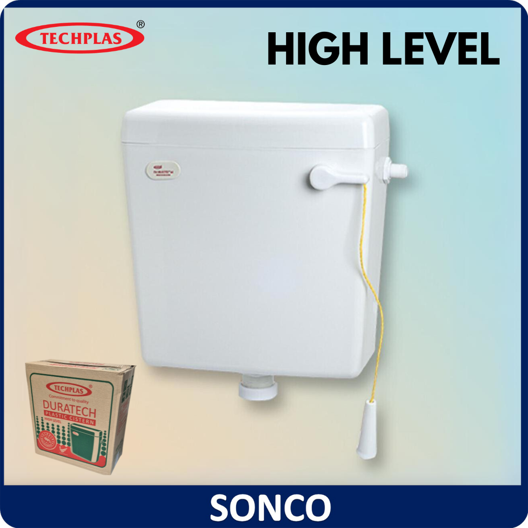 TECHPLAS Elegen Plastic Flushing Cistern High Level / Tangki Plastik 9 ...