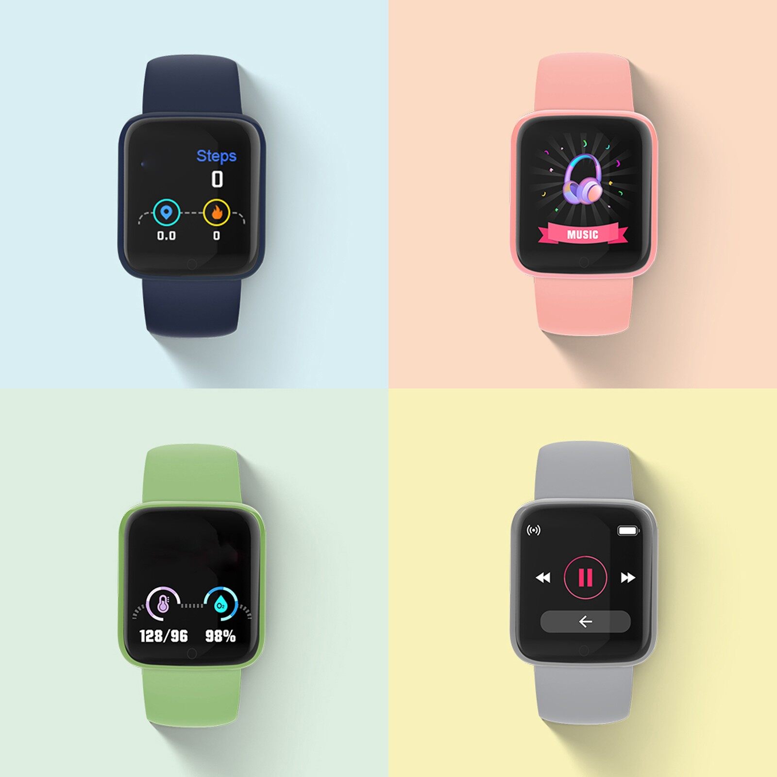 SENBONO Y68 Macaron SmartWatch D20 1.44นิ้วใส่ Photo Music Control ...